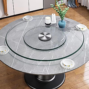 Tempered Glass Lazy Susan Turntable for Dining Table Countertop,360° Swivel Dining Table Serving Tray,Transparent Rotating Tray with Silent Bearing Centerpieces,for Spice Rack Table Cake Kitchen (Col