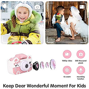 Xinbeiya Kids Digital Camera, Birthday Toy Gifts for Girls Boys Age 2-10, Children Cameras for Toddler with 1080P Video，Portable and Rechargeable Toy Camera for Girls or Boys (Pink)