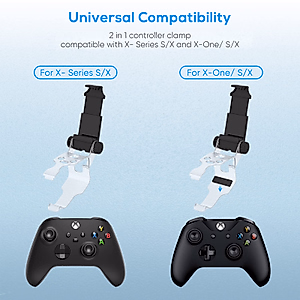 MENEEA Clip Mount for X-Series S/X, for Xbox One/S/X, Controller Phone Foldable Clamp Holder Cellphone Stand with Adjustable Bracket for X-Series S/X, for Xbox One/S/X Controller