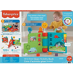 Fisher-Price Sit-to-Stand Giant Activity Book, Electronic Learning Toy and Activity Center for Infants and Toddlers Ages 6 Months to 3 Years