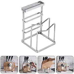 UPKOCH Block Kitchen Utensil Holder Stainless Steel Organizer Cutting Board Pot Pan Lid Holder Cutlery Storage Rack Kitchenware Organizer For Kitchen Home Dining