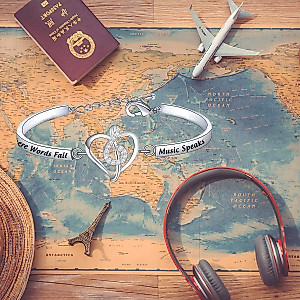 TGBJE Music Bracelet Music Gift Where Words Fail Music Speak Music Lover Gift Music Teacher Gift (Music bangle)