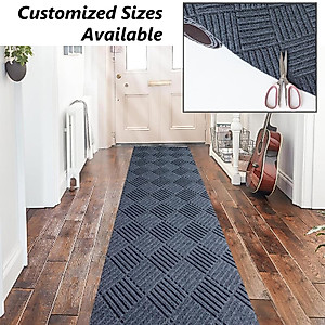 SUWUYUE Runner Rug Non Slip, 1FT x 5FT Washable Area Rug Indoor Outdoor Rubber Back Carpet Mat for Hallway Kitchen Entryway Laundry Room Foyer Balcony Living Room, Grey