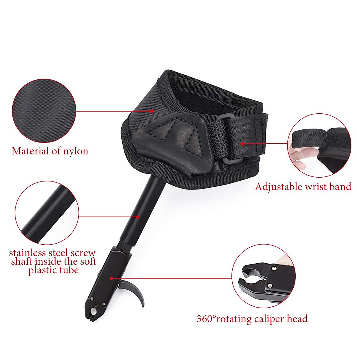 Hunter Ian Archery Compound Bow Quick Shot Release Buckle Strap Black Trigger Caliper Shooting Left & Right Hand