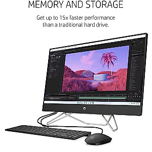 HP 2022 Newest 27 inch FHD All-in-One Computer, AMD Ryzen 5 5500U(Beat i5-1135G7, up to 4.0 GHz), 16GB RAM, 1TB PCIe SSD+1TB HDD, Webcam, Ethernet, WiFi, Speakers, HDMI, Win11, w/Keyboard+Mouse