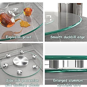 Glass Lazy Susan for Dining Table Tempered Glass Heavy Duty Turntable Round Large Tabletop Serving Plate Transparent Rotating Tray with Silent Bearing Centerpieces (Size : 80cm/31in)