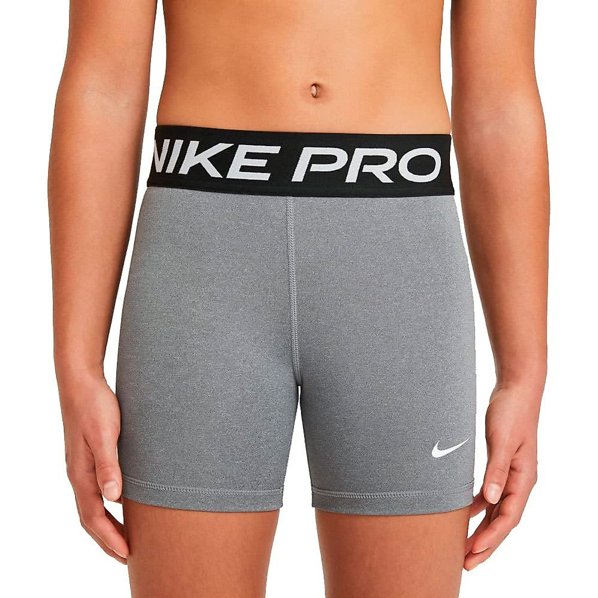 Nike Girl's NP Dri-Fit 3" Shorts L Carbon Heather | White