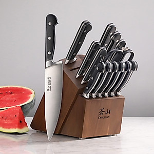 Cangshan Adams Series 1027266 German Steel Forged 15-Piece Knife Block Set, Black