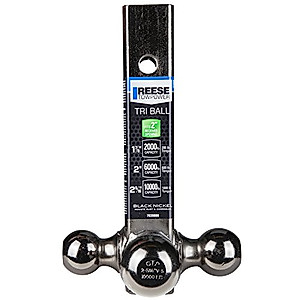 Reese Towpower 7039800 Triple Ball Mount, Black Nickel, Versatile and Universal