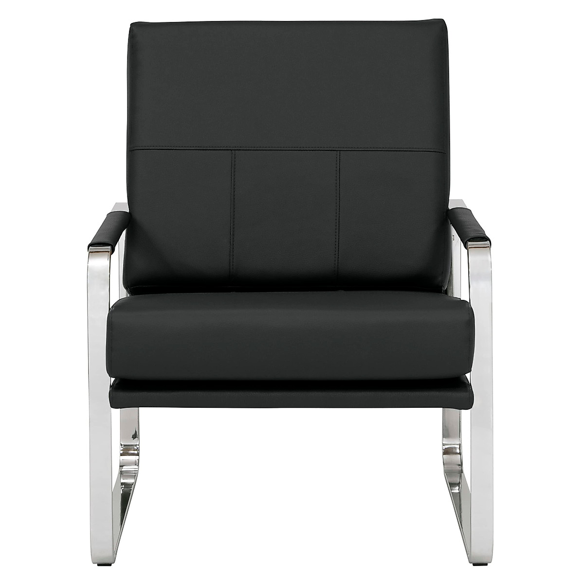 Studio Designs Home Allure Blended Leather Accent Arm Chair, Chrome/Black