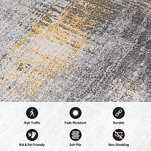 Rugshop Dublin Contemporary Abstract Stain Resistant Soft Area Rug 7'10" x 10' Yellow