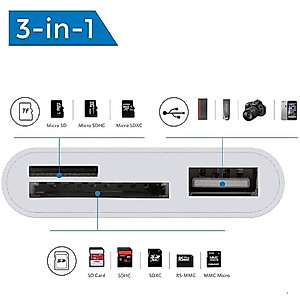 USB C to SD Card Reader,USB C to Micro SD TF Memory Card Reader Adapter Compatible with iPad Pro,MacBook Pro/Air,Chromebook,3-in-1 USB Camera Card Reader Adapter for XPS,Galaxy and More USB C Devices