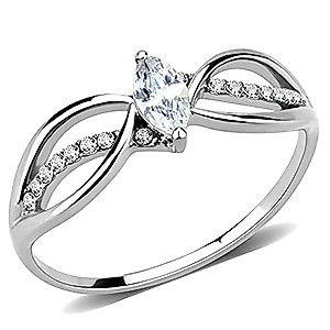 1 1/2 Ct Marquise Shape White Cubic Zirconia Infinity Wedding Engagement Ring In 14K White Gold Plated 925 Sterling Silver (1.50 Cttw) Ring Size - 5.5
