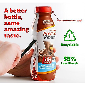 Premier Protein Shake, Chocolate Peanut Butter, 30g Protein, 1g Sugar, 24 Vitamins & Minerals, Nutrients to Support Immune Health, 11.5 Fl Oz, 12 Count