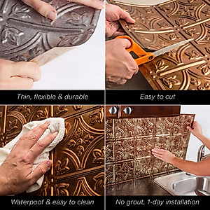 FASÄDE Traditional Style/Pattern 1 Decorative Vinyl 18in x 24in Backsplash Panel in Matte White (5 Pack)