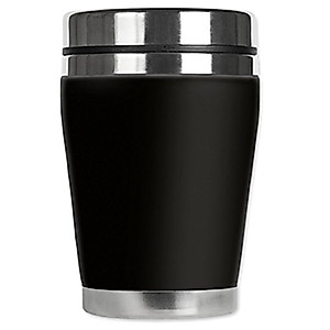 Mugzie Mini Travel Mug with Insulated Wetsuit Cover, 12 oz, Black