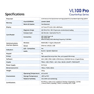 Valor PayTech VL100 Pro POS Countertop Terminal | Economically Efficient Solution with Dual Pricing, 3.5” Touchscreen, PCI PTS 6.x Certified, 128MB RAM, Wi-Fi/4G/Bluetooth Connectivity.