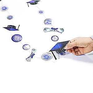 4 pcs Royal Blue Graduation Party Decoration Congrats Grad Garland Streamer Banner Backdrop for Graduation Party Supplies