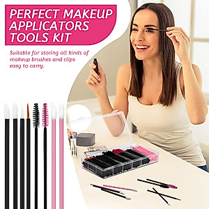 263 Pcs Makeup Applicators Tools Kit, 50 Disposable Eyeliner Brushes 112 Mascara Wands Eyelash Brush 100 Lipstick Applicators Lip Wands with Plastic Box Gifts for Women