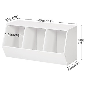 HOOBRO Toy Storage Cubby, Kids Bookshelf, Stackable 3-Bin Toy Storage Cabinet, Bookcase Footboard, Children's Toy Shelf, Hallway, White WT30CW01