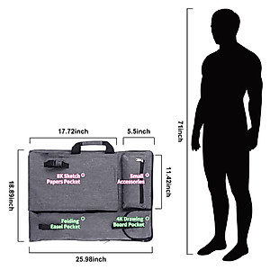 huyear Art Portfolio Case 18 x 24,Art Portfolio Bags for Supplies Artwork/Poster Board/Project/Drawing Case Large Art Portfolio/Display Screen Carrying and Traveling