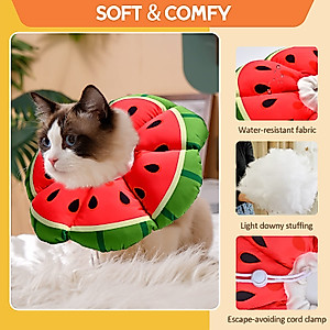Avont Cat Cone Collar Soft, Adjustable Recovery E Collar Alternative for Cats Kittens Puppies, Elizabethan Neck Cone of Shame to Prevent Licking Biting After Surgery Protect Wounds -Melon(L)