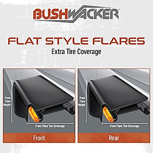 Bushwacker Jeep Flat Style Front Fender Flares | 2-Piece Set, Black, Textured Finish | 10053-07 | Fits 2007-2018 Jeep Wrangler JK