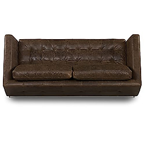 POLY & BARK Calle 90" Sofa, Brown Stone/Brushed Silver