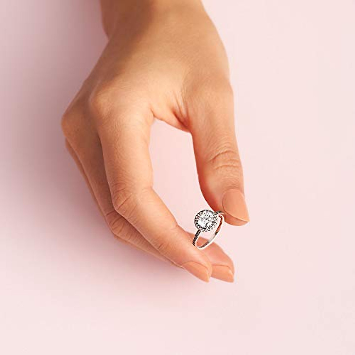 PANDORA Round Sparkle Halo Ring - Silver Ring for Women - Sterling Silver with Clear Cubic Zirconia - Gift for Her - Jewelry for Women with Gift Box - Size 4.5