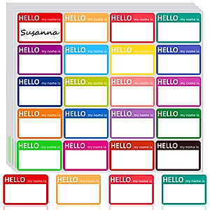400 Pcs Name Tag Sticker Labels, Hello My Name is Stickers Self-Adhesive Name Tags Daycare Name Label Sticky Colorful Name Badge for Birthday Party, Family Reunion,Meeting - School, Office, Home