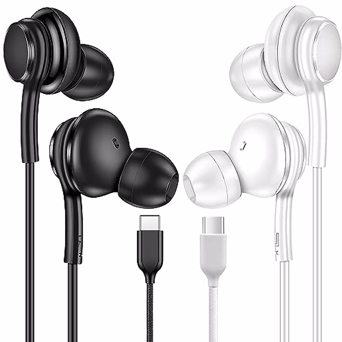 USB C Headphones for iPhone 15 Pro 15 Plus USB Type C Wired Earbuds Noise Canceling in-Ear Earphones with Microphone for iPad Pro Samsung Galaxy S23 S22 Ultra Z Flip 5 Pixel 5 4a 3a Oneplus, 2 Pack