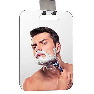 XoYo-Fogless Shower Mirror (11inX7.48in), Anti-Fog Shower Mirror, Shower Makeup Shave Mirror, Frameless Shower Mirror, Wall Hanging Mirror (Large, Shaver Hook)