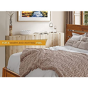 Acacia Emery Bed Frame with Headboard Solid Wood Platform Bed, Bed Frame King, Scandinavian Signature Wood Bed Compatible with All Mattresses, Non-Slip and Noise-Free, Caramel