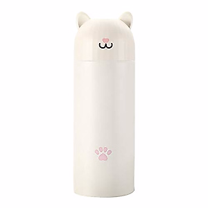 MIXU Catto Cat Shape Smart Thermos Bottle with Temperature Display, 304 Stainless Steel Food Grade Insulation Vacuum Flask, Leak-proof Anti Slip 10-Ounce Portable for Children, Girls, School, White