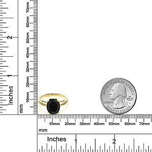 Gem Stone King 14K Yellow Gold 10X8MM Oval Gemstone Birthstone and White Diamond Engagement Ring | Wedding Anniversary Promise Gold Ring For Women | Size 5,6,7,8,9