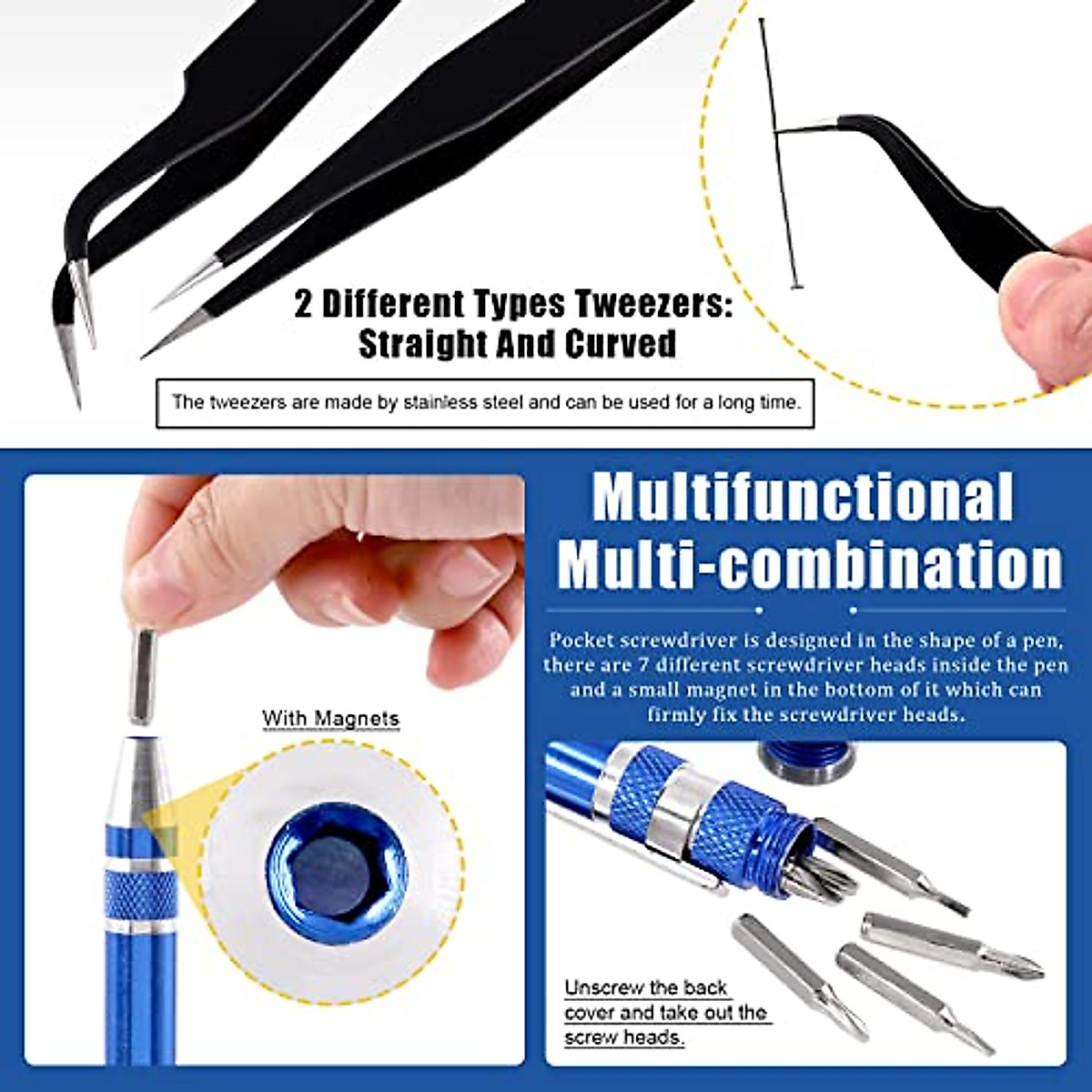 Glarks 47Pcs Gundam Model Tools Kit Model Basic Tools Craft Set Including Utility Knife, Cutting Mat, Tweezer, Files for Cars/Airplanes/Buildings/Gundam/Robots Models Building Repairing and Fixing