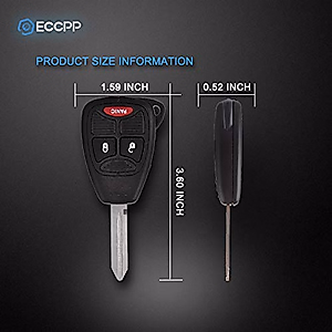 ECCPP OHT692713AA 2X Replacement fit for Uncut Keyless Entry Remote Control Car Key Fob (only Shell Case) for C hrysler for D odge for J eep Series OHT692713AA OHT692427AA OHT692714A M3N5WY72XX