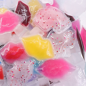 Lip Ice Pack for Cosmetic (20 Pack) Small Ice Pack for Lip Filler, Mini Ice Pack Cold Use for Lip Keep Lipstick from Fading, Heat Use for Makeup Remover, Gift for Girl Woman (Yellow + red）