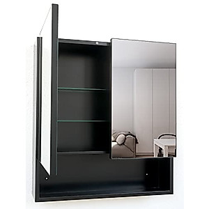 HESONTH Farmhouse Black Metal Framed Surface Mounted Bathroom Medicine Cabinet with Mirror Rectangle Vanity Mirros Cabinet for Wall 22x24 inch