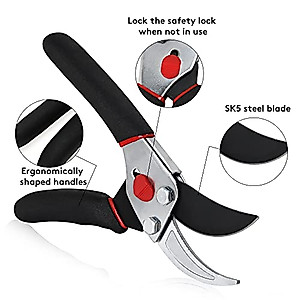 GARTOL Bypass Pruning Shears, 8.5 Inch Garden Shears Clippers, Heavy Duty Hand Pruner, with Sharp Precision-Ground Steel Blade, Comfortable Handle, Mothers's Day Gift