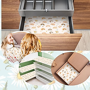 Whaline 10 Sheets Boho Rainbow Drawer Liners White Tea Scented Shelf Liners Fragrant Drawer Paper Liners for Home Drawer Dresser Shelf Closet Cabinet, 19.5 x 14 Inch
