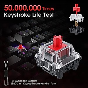 KOORUI 60% Gaming Keyboards, 61 Keys Wired Ultra-Compact Mechanical Keyboard 26 RGB Backlit with Red Switch Mini Keyboards for Windows MacOS Linux