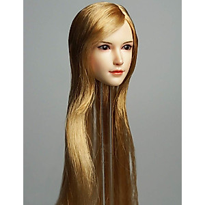 HiPlay 1/6 Scale Female Figure Head Sculpt, Beuty Charming Girl Doll Head for 12" Action Figure Phicen, TBLeague DH035 (Golden Hair)