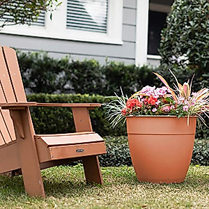 Bloem Dayton Planter with Saucer: 16" - Coral - 100% Recycled Plastic Pot, Removable Saucer, Elevated Feet, for Indoor and Outdoor Use, Gardening, 8.5 Gallon Capacity