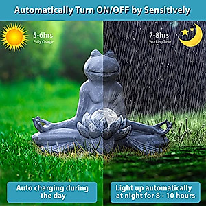 Palen-T Meditation Frog Statue | Frog Garden Decor, Solar Lotus Light for Indoor Outdoor | Yoga Frog Figurine | Spiritual Zen Gifts - Resin Material
