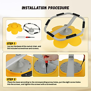 Petal Kids Swivel Chair, Seat and Spinning Chair, Body Coordination Training Chair, Yellow Non Slip Sensory Toys 360° Spinning Chair for Autistic Kids Aged 3+, Improving Toddler's Physical Fitnesss