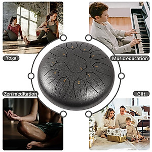 LOMUTY Steel Tongue Drum - Percussion Instrument -Handpan Drum with Bag, Music Book, Mallets, Finger Picks