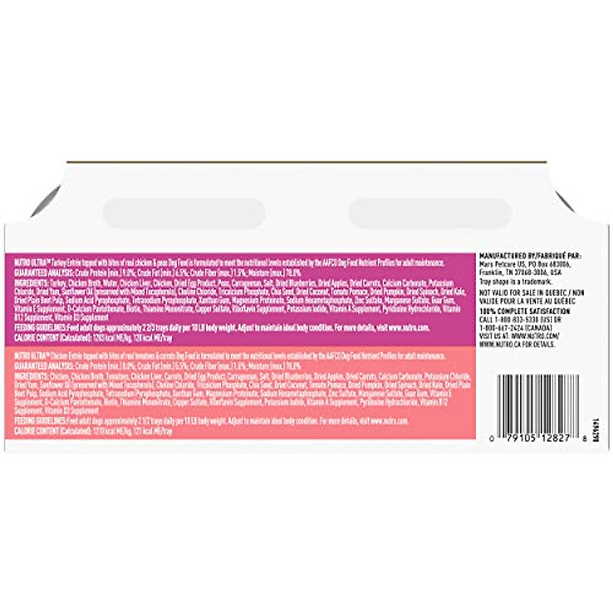 NUTRO ULTRA Adult Grain Free Soft Wet Dog Food, Variety Pack, Chicken Entrée Paté and Turkey Entrée Paté with Toppers, (12) 3.5 oz. Trays