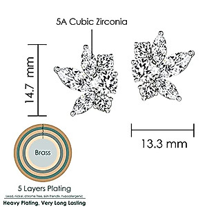 Michooyel Cluster Cubic Zirconia Stud Earrings Bridal Wedding Earrings Marquise Diamond Women's Earrings Brides Bridesmaid