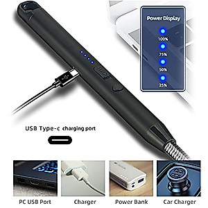 3 Pack Candle Lighter,Arc Lighter with USB Charging,Flameless Windproof,LED Battery Display,Safety Switch,Rotate 360 Degrees,for Aromatherapy,Candles,BBQ,Camping.(Blue&Red&Black)